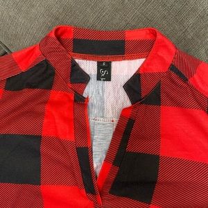 Tops | Plaid Red And Black Long Shirt New | Poshmark
